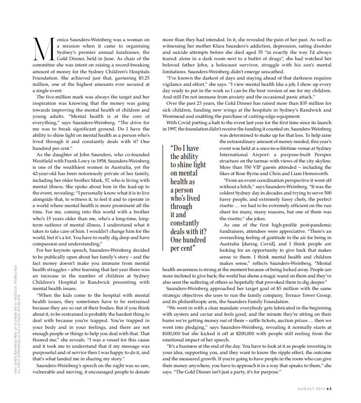 Monica Saunders-Weinberg and The Gold Dinner – Renata Gortan